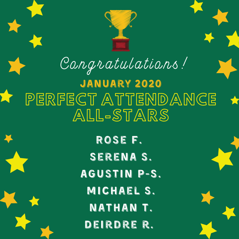Congratulations Perfect Attendance All-Stars!